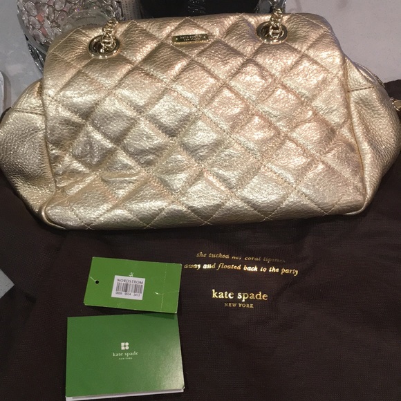 kate spade | Bags | Kate Spade Quilted Habdbag Gold | Poshmark